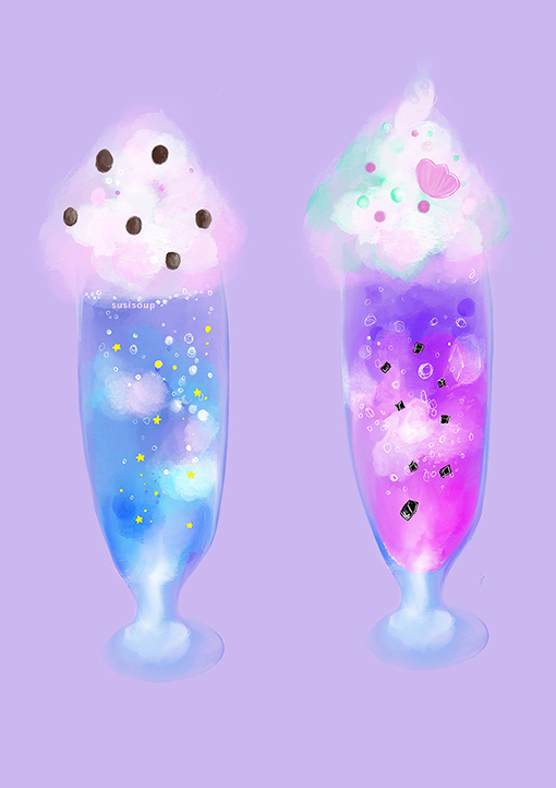 Fluffy Cute Drinks Illustration - Susisoup
